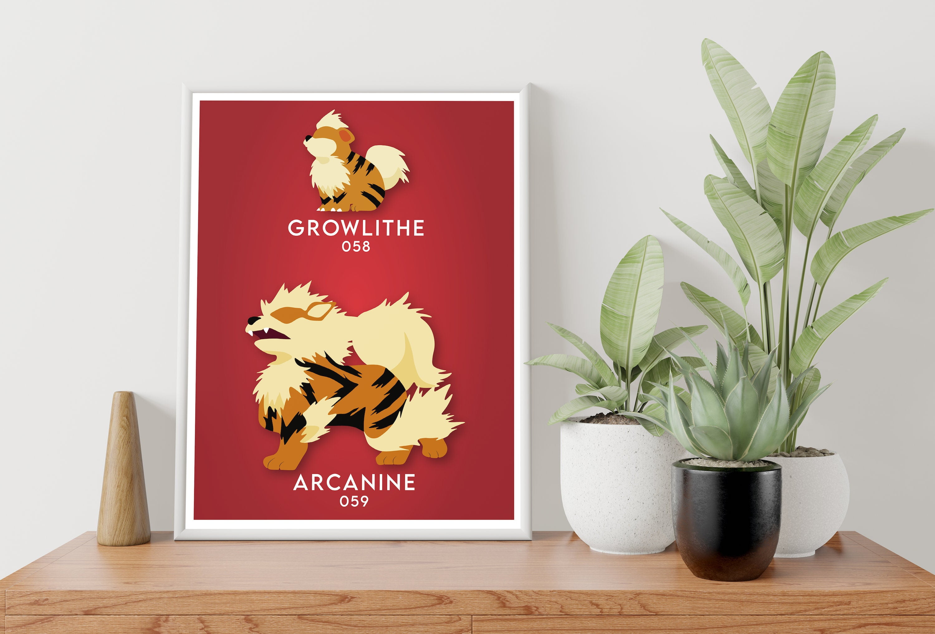 POSTER Minimal Pokemon Growlithe & Arcanine Evolution Art Print ...