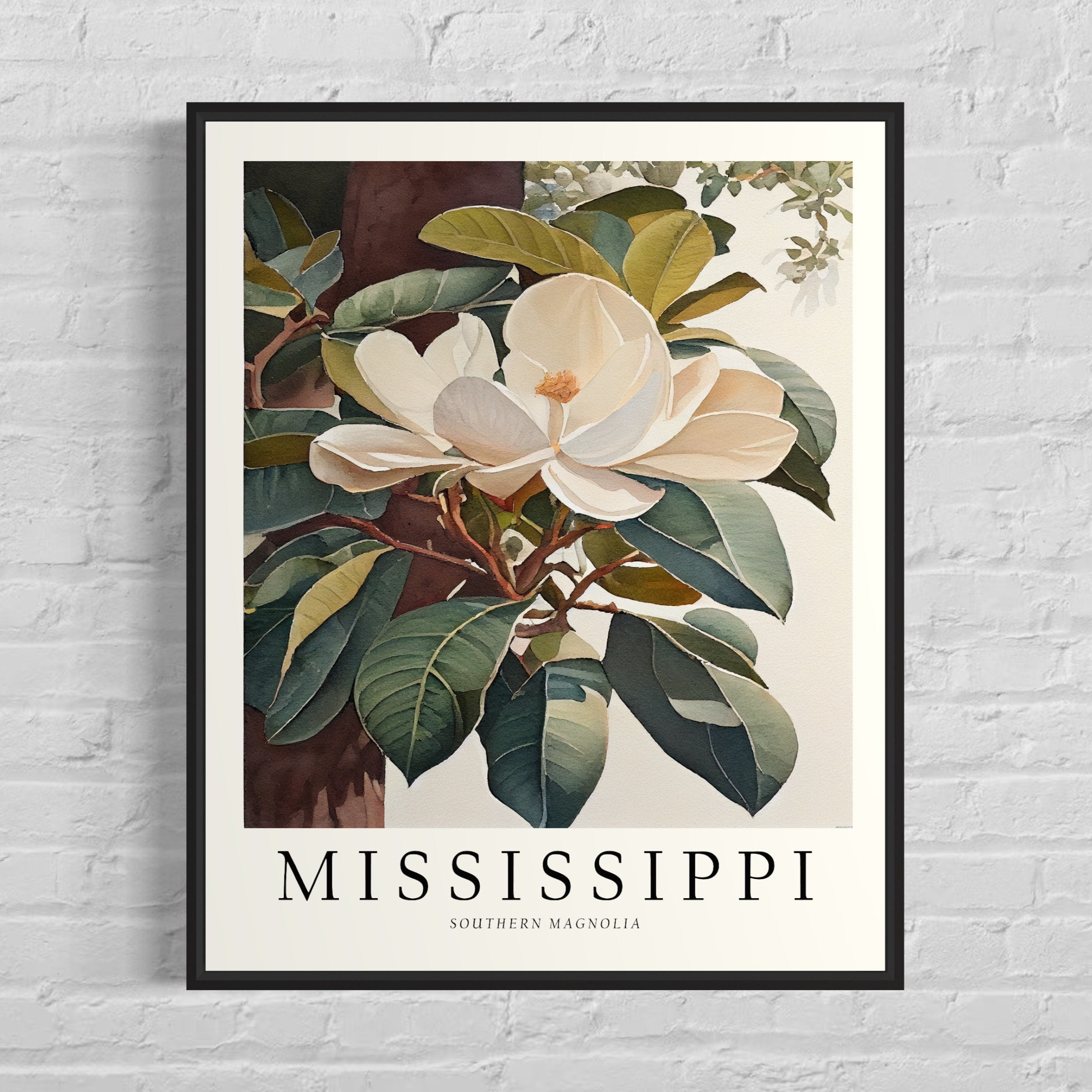 POSTER Mississippi State Tree Art Print, Southern Magnolia Tree Wall ...