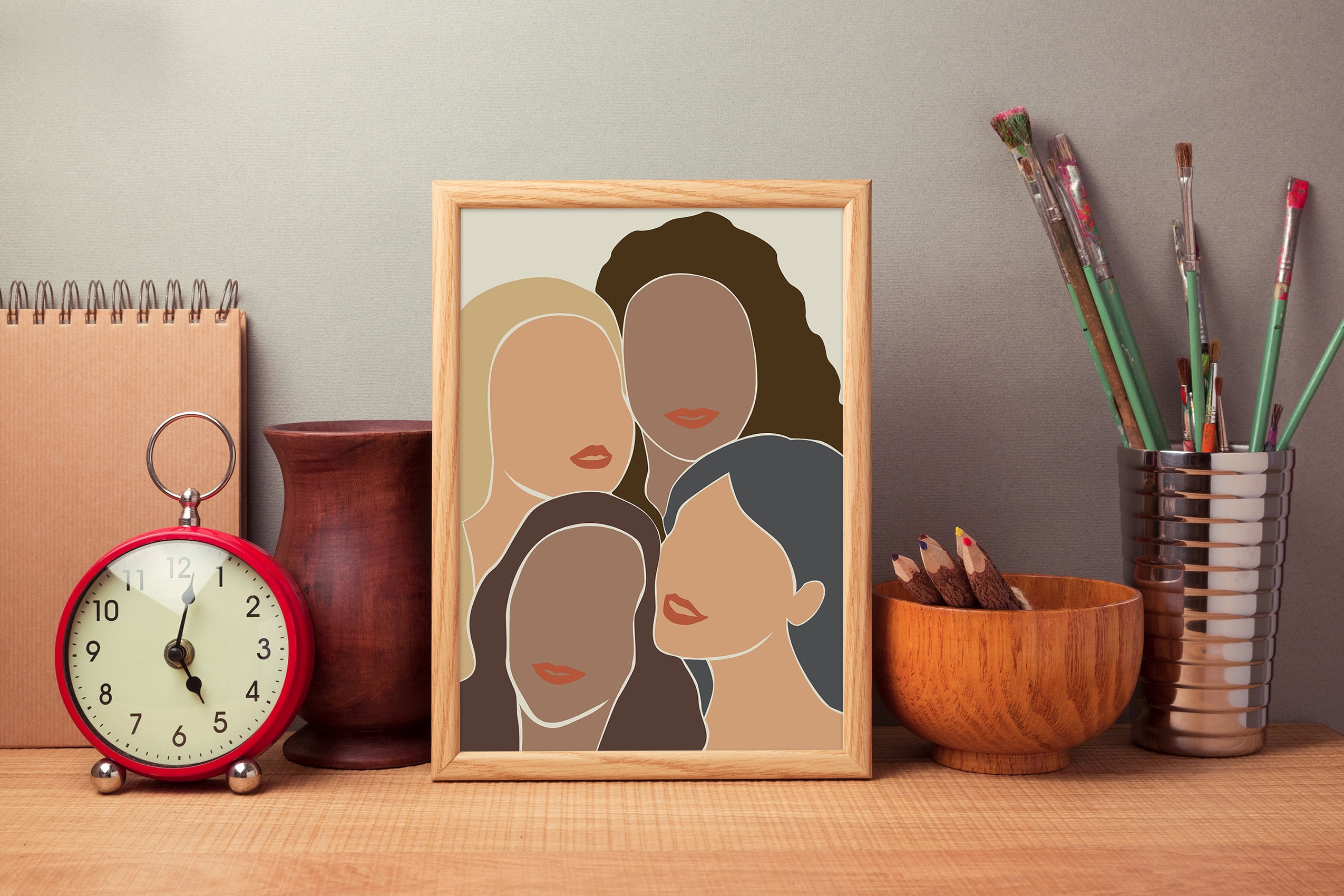 POSTER Mixed Race Women Art Decor, Abstract Racial Unity Art Print ...