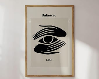 POSTER Modern balance poster. Hands + eye motif. Contemporary art print ...