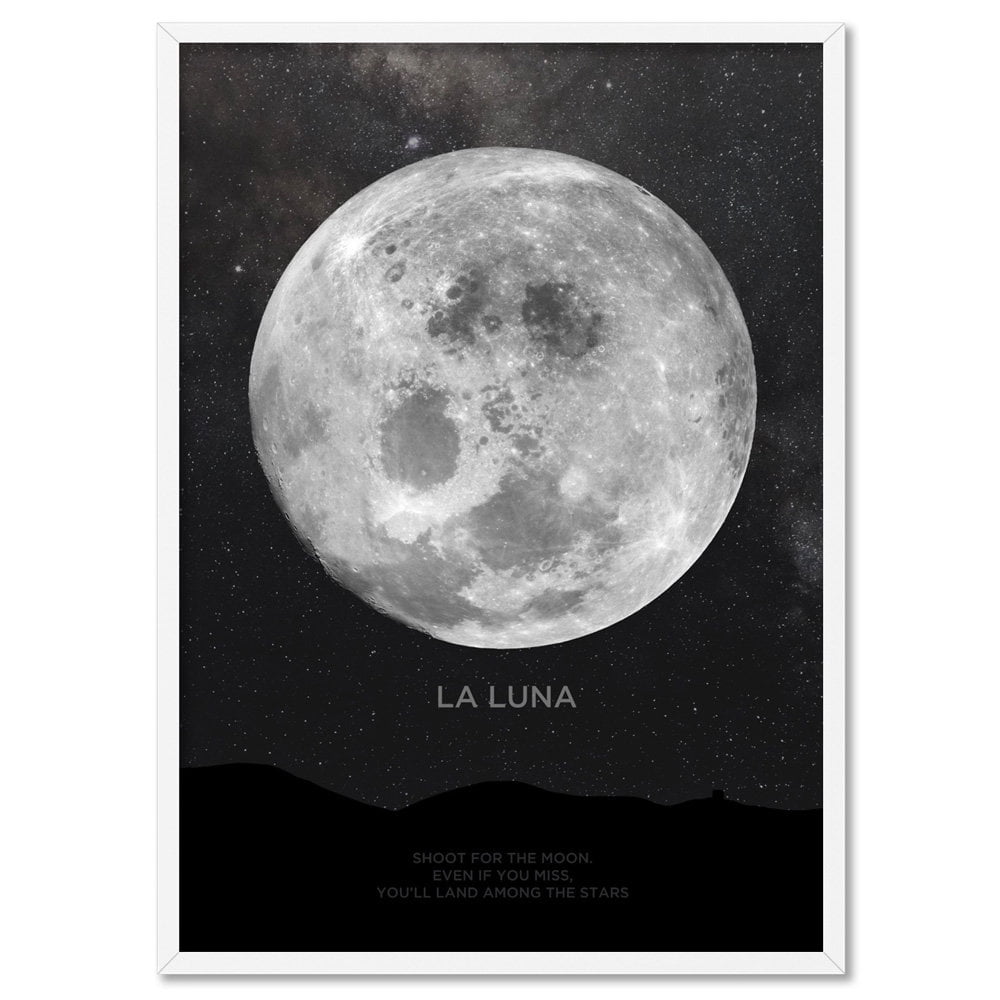 POSTER Moon Print Poster Art. Full Moon. Black and White. Lunar Wall ...