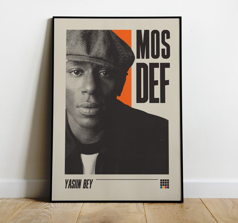 POSTER Mos Def Poster, Yasiin Bey Artwork, Black on Both Sides Hip Hop ...