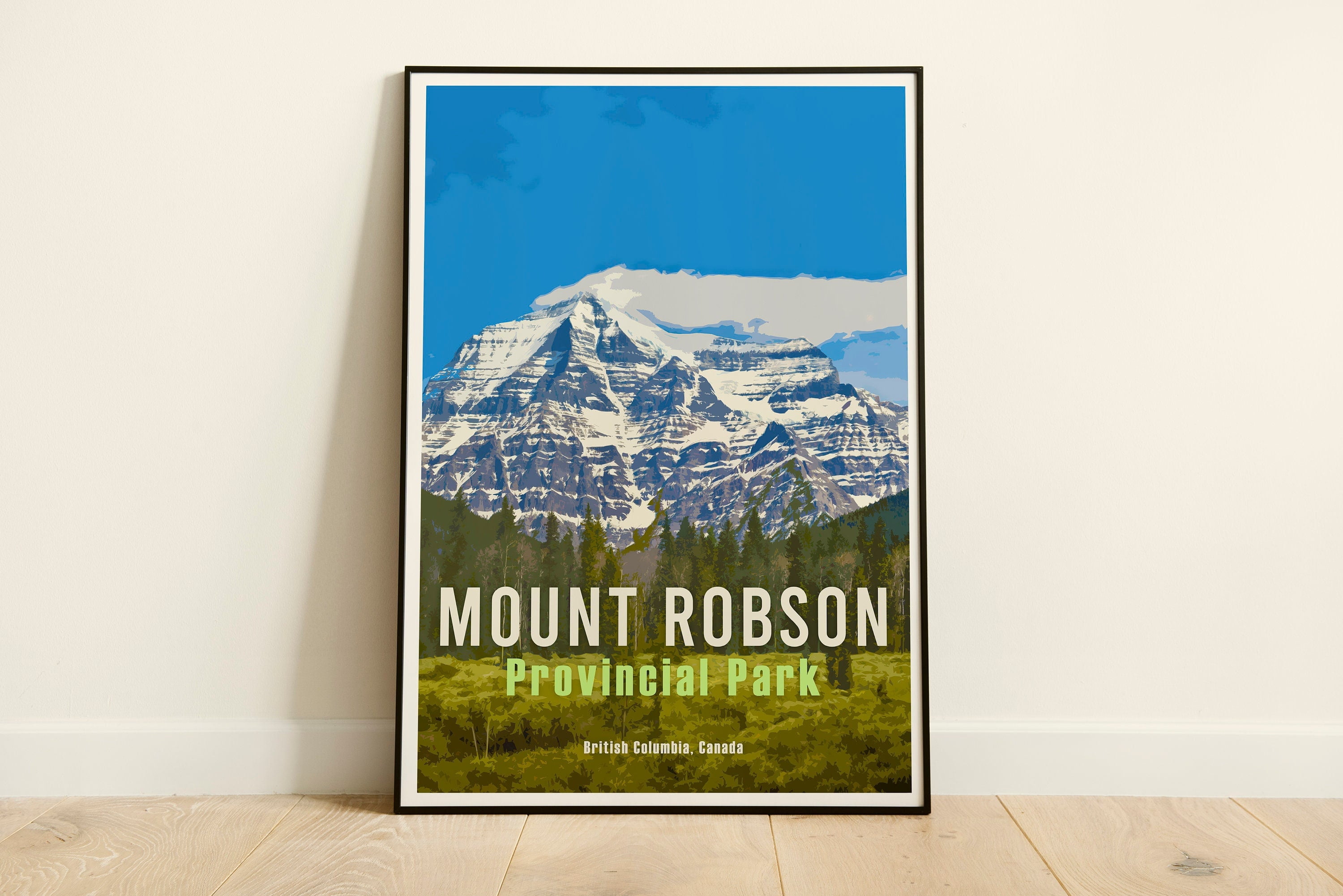 POSTER Mount Robson Provincial Park Retro Travel Poster, British ...