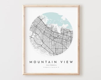 POSTER Mountain View Map Print, Mountain View Map Poster City Wall Art ...