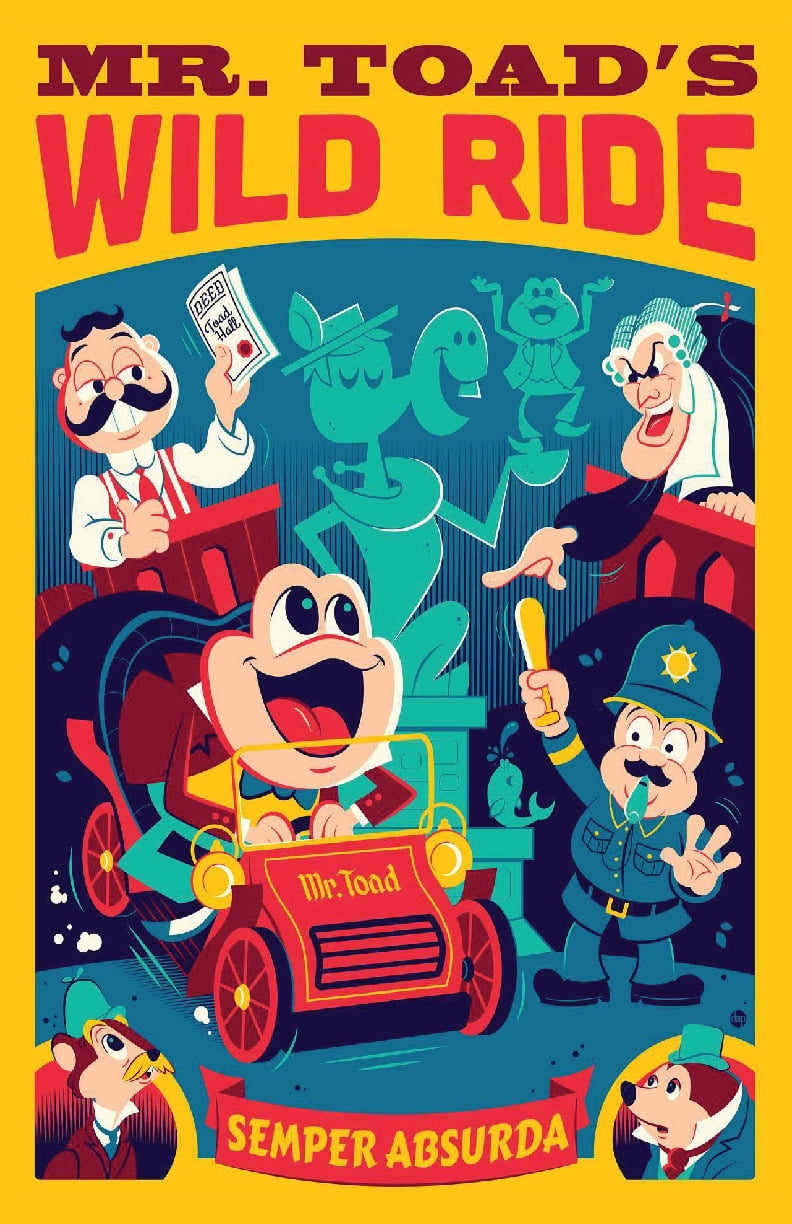 POSTER Mr Toads Wild Ride Disneyland Attraction Judge Badger Mole Retro ...