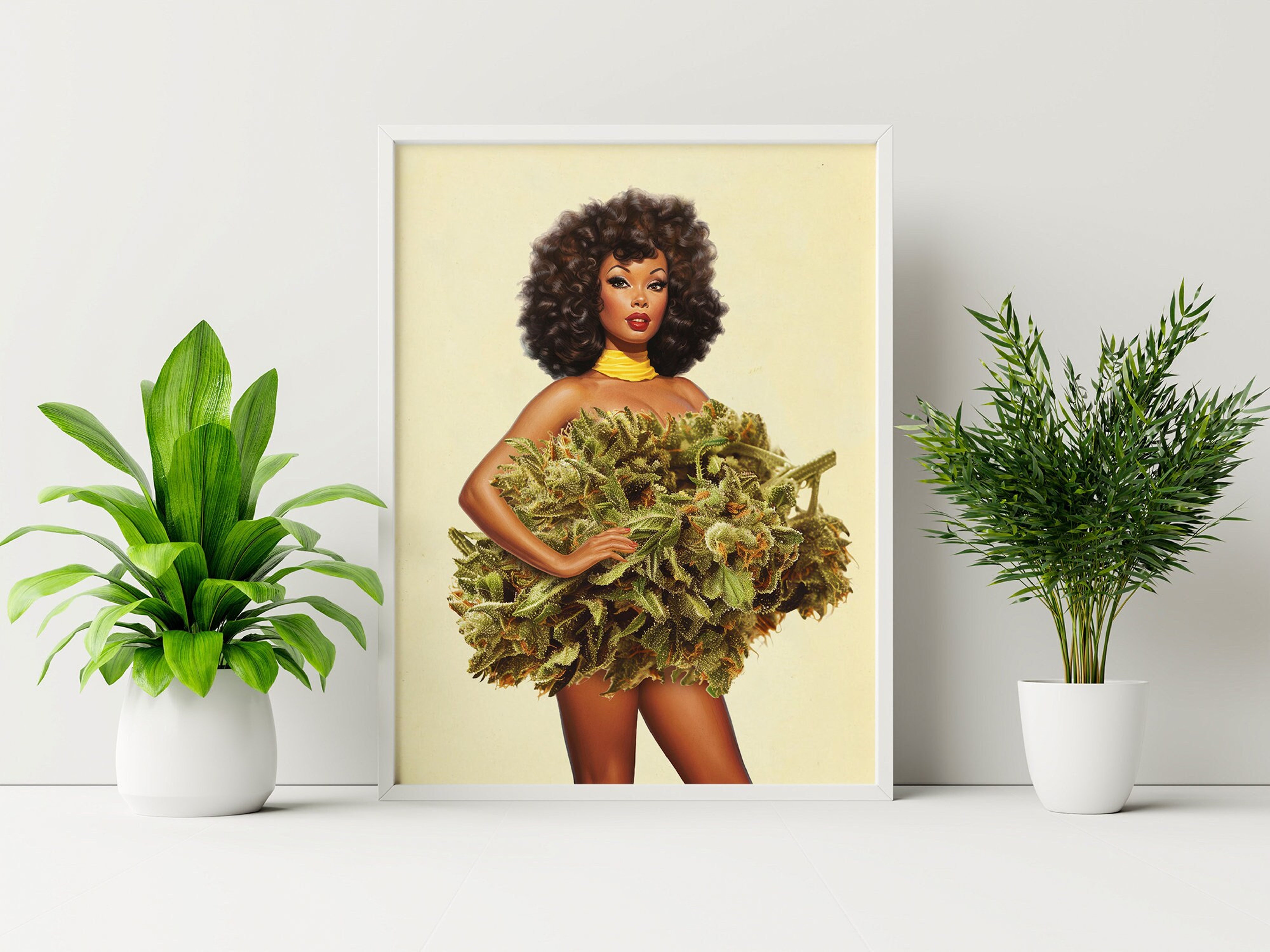 POSTER Ms Kush v2 (Vintage Pin-Up Wall Art, Retro Cannabis Poster ...
