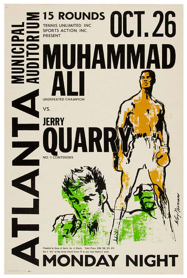 POSTER Muhammad Ali vs Jerry Quarry - 1970 - Vintage Boxing Poster ...
