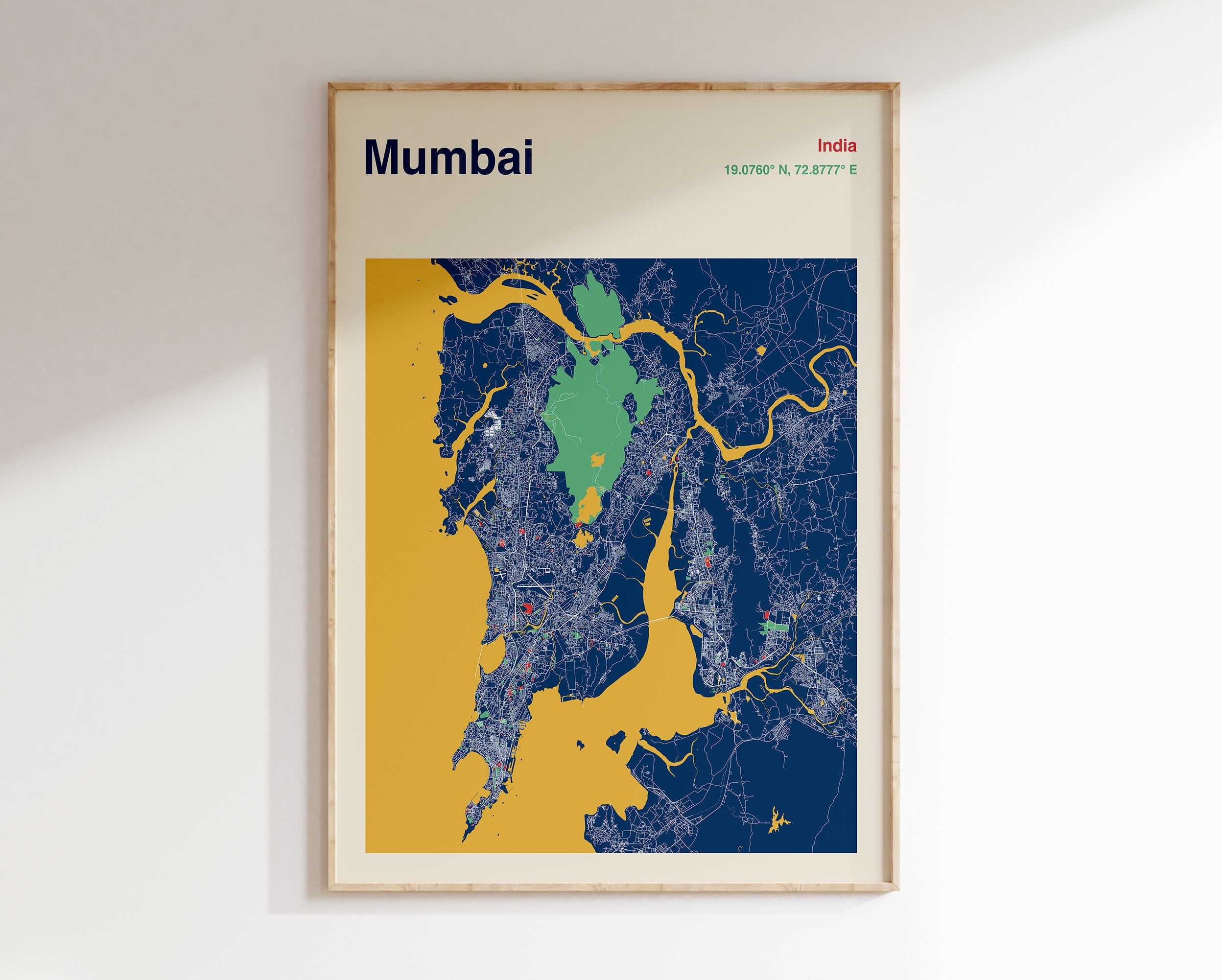 POSTER Mumbai India Map Print, Mumbai City Map Print, Colour Map Of ...