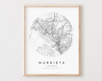 POSTER Murrieta Map Print, Murrieta Map Poster City Wall Art, Ca Road ...