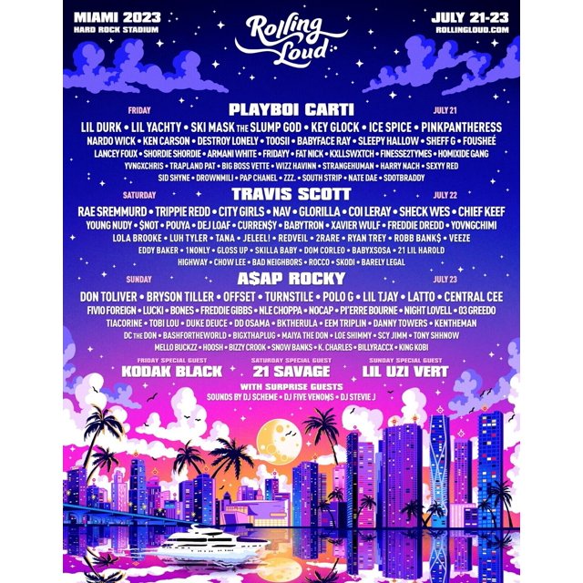 POSTER Music Festival 2023 Rolling Loud Miami reprint POSTER Travis ...