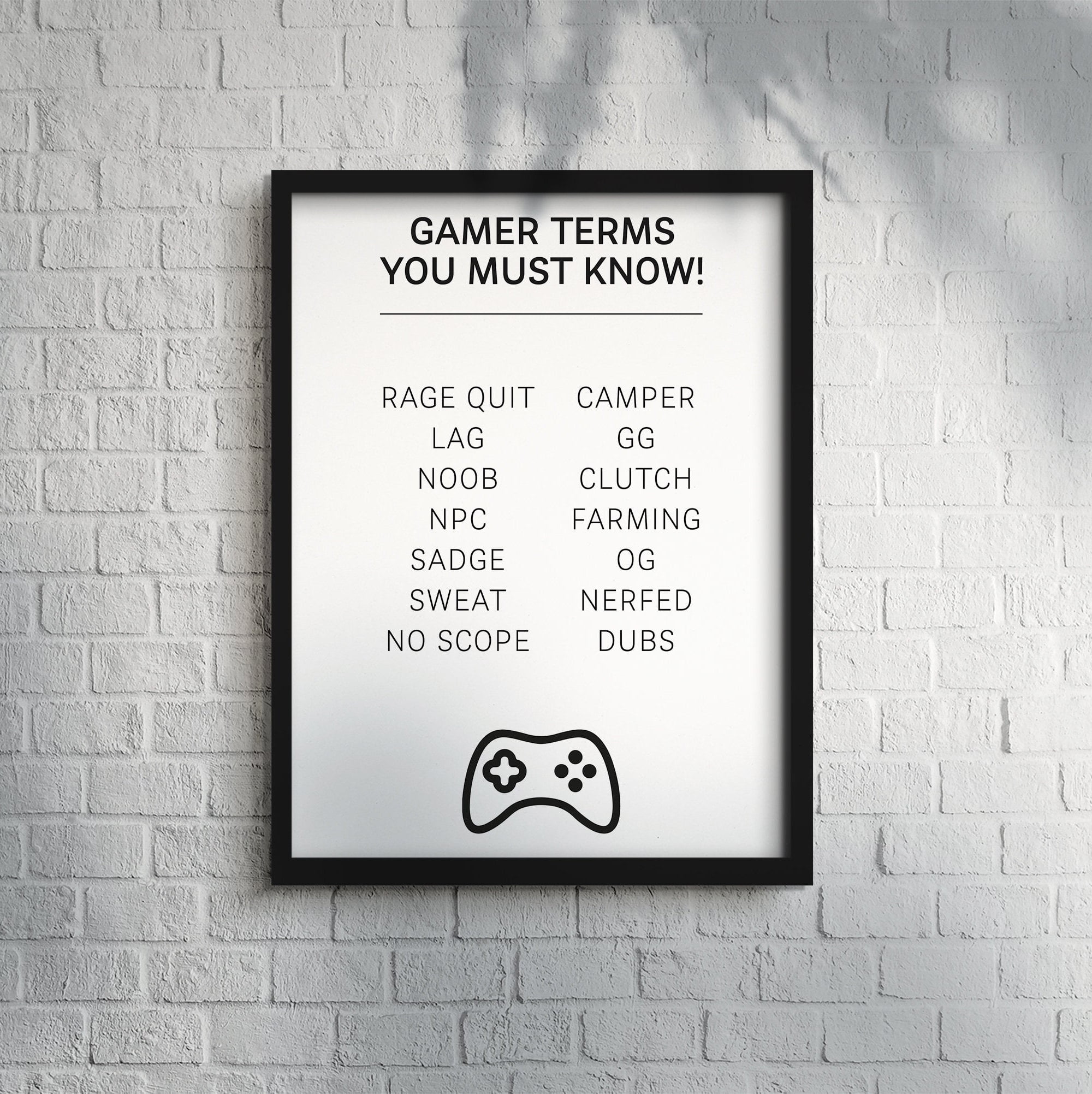 POSTER Must know gamer terms | Gaming slang | Gamer print | Gaming wall ...