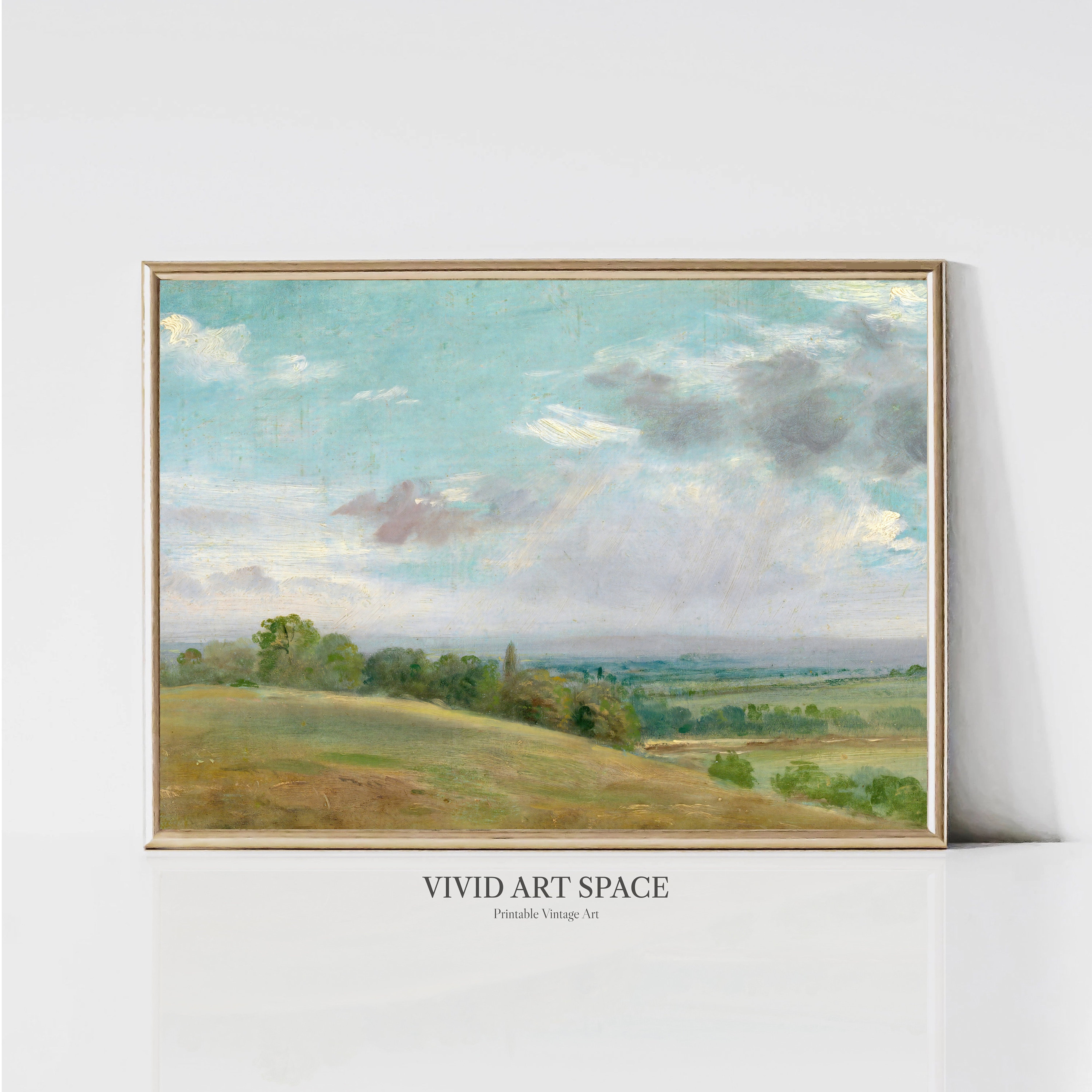 POSTER Muted Green Hills | Vintage Landscape Painting | Rustic Country ...