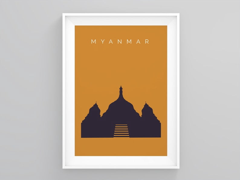 POSTER Myanmar Land Mark Print, Mrauk U Myanmar, Travel Wall Art Travel ...