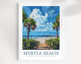 POSTER Myrtle Beach Travel poster South Carolina Wall Art Myrtle Beach ...