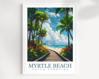 POSTER Myrtle Beach Travel poster South Carolina Wall Art Myrtle Beach ...