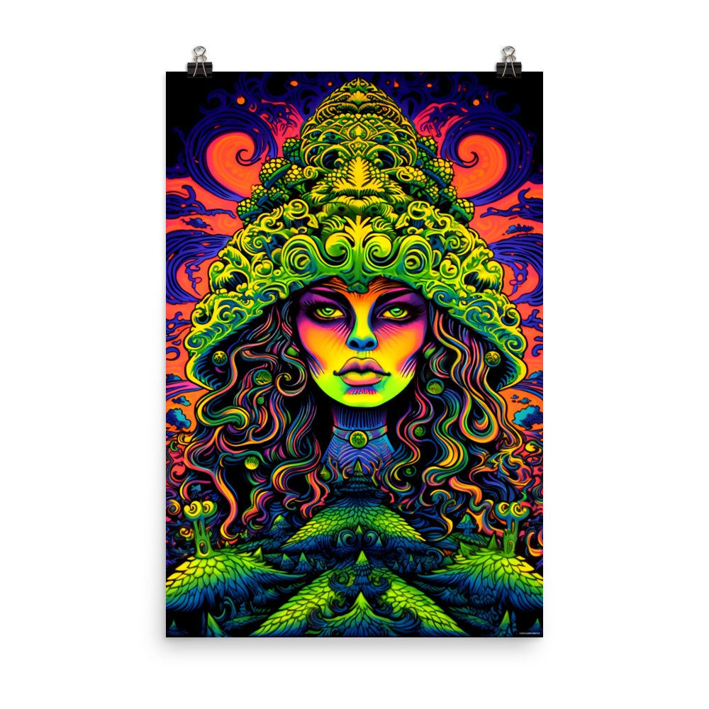 POSTER Mystical Empress Psychedelic Blacklight Poster - Enchanting Neon ...