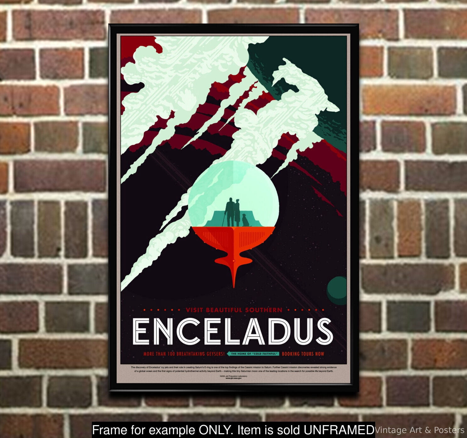 POSTER NASA JPL Space Tourism Poster Enceladus Moon of Saturn - Print ...