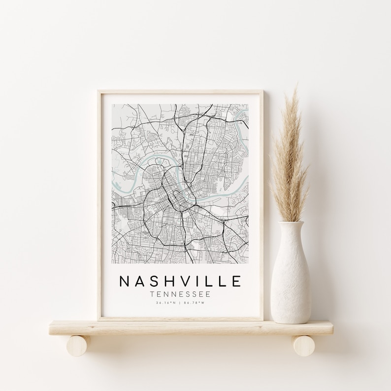 POSTER NASHVILLE Tennessee TN USA Map Print, Road Map Poster, gifts for ...