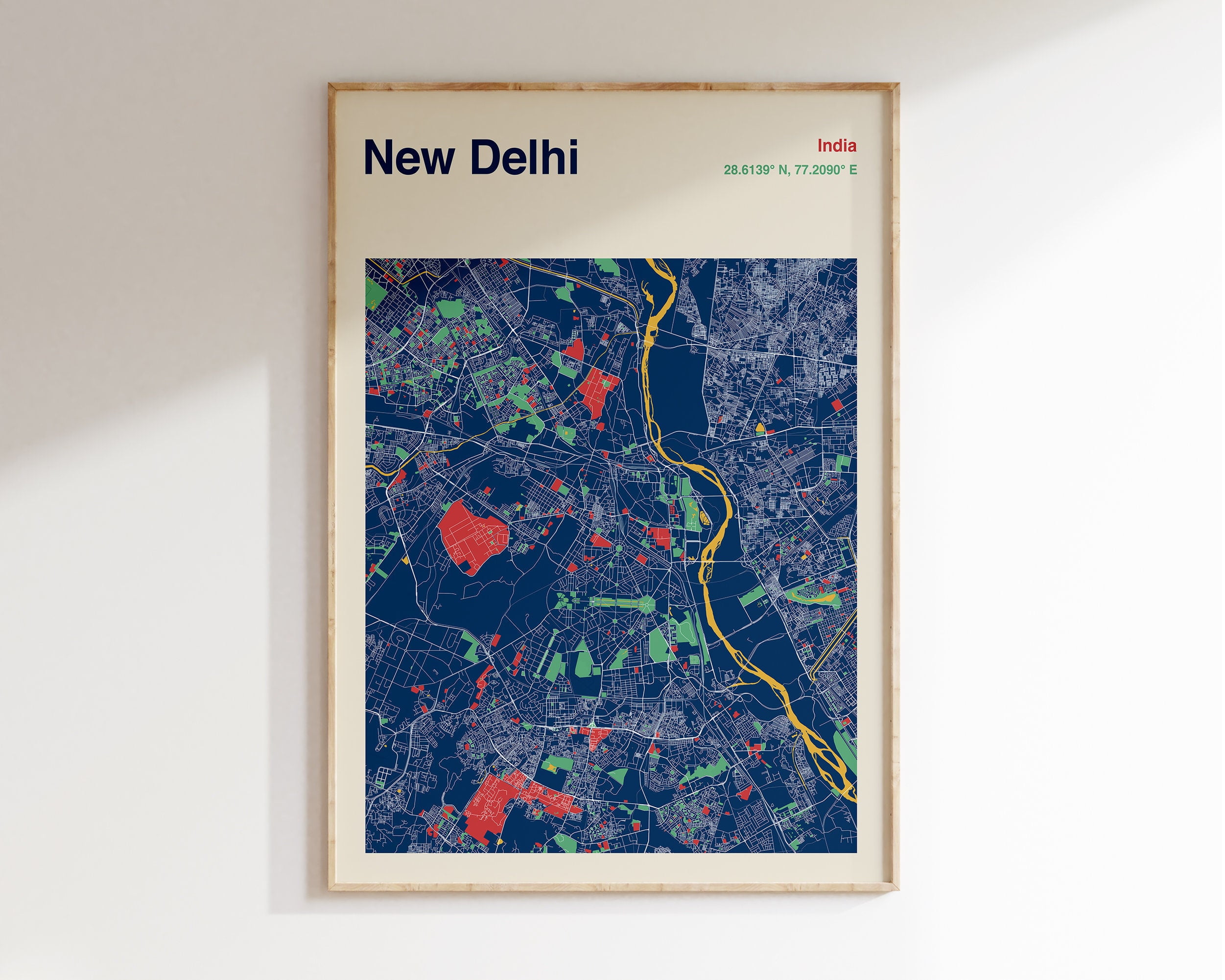 POSTER NEW DELHI Map Print, New Delhi India Map Poster, New Delhi Map Wall Art, Colour Map, Map ...