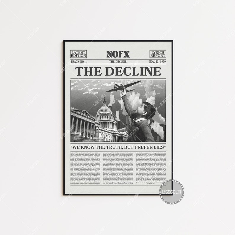 POSTER NOFX Retro Newspaper Print, The Decline Poster, The Decline ...