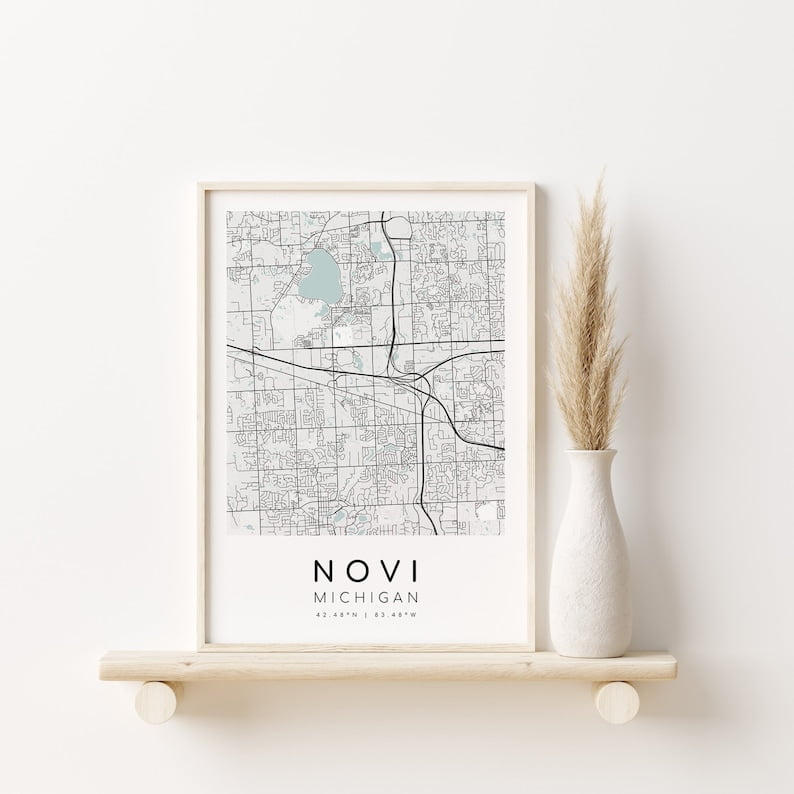 POSTER NOVI Michigan USA MI Map Print, minimalist art, gifts for her ...