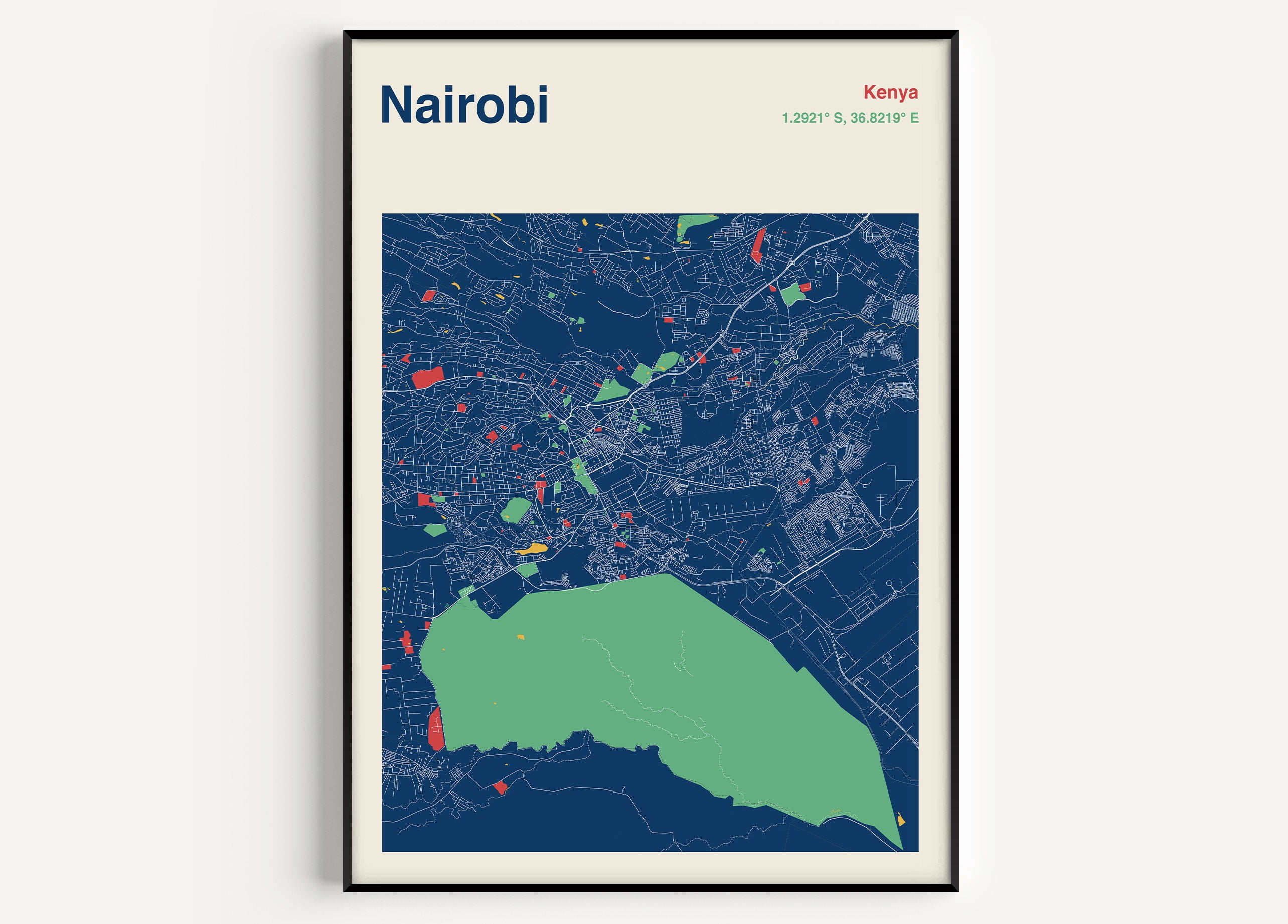 POSTER Nairobi Kenya Map Print, Nairobi Map Poster, Map Of Nairobi ...
