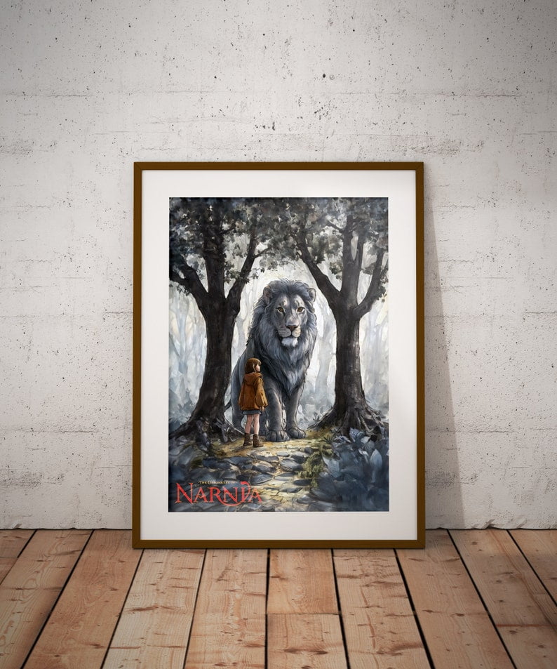 POSTER Narnia Art Print, Lucy and Aslan, Narnia Poster, C S Lewis ...