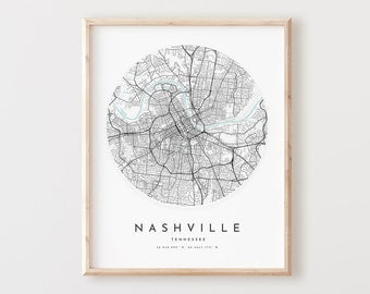 POSTER Nashville Map Print, Nashville Map Poster City Wall Art, Tn Road ...