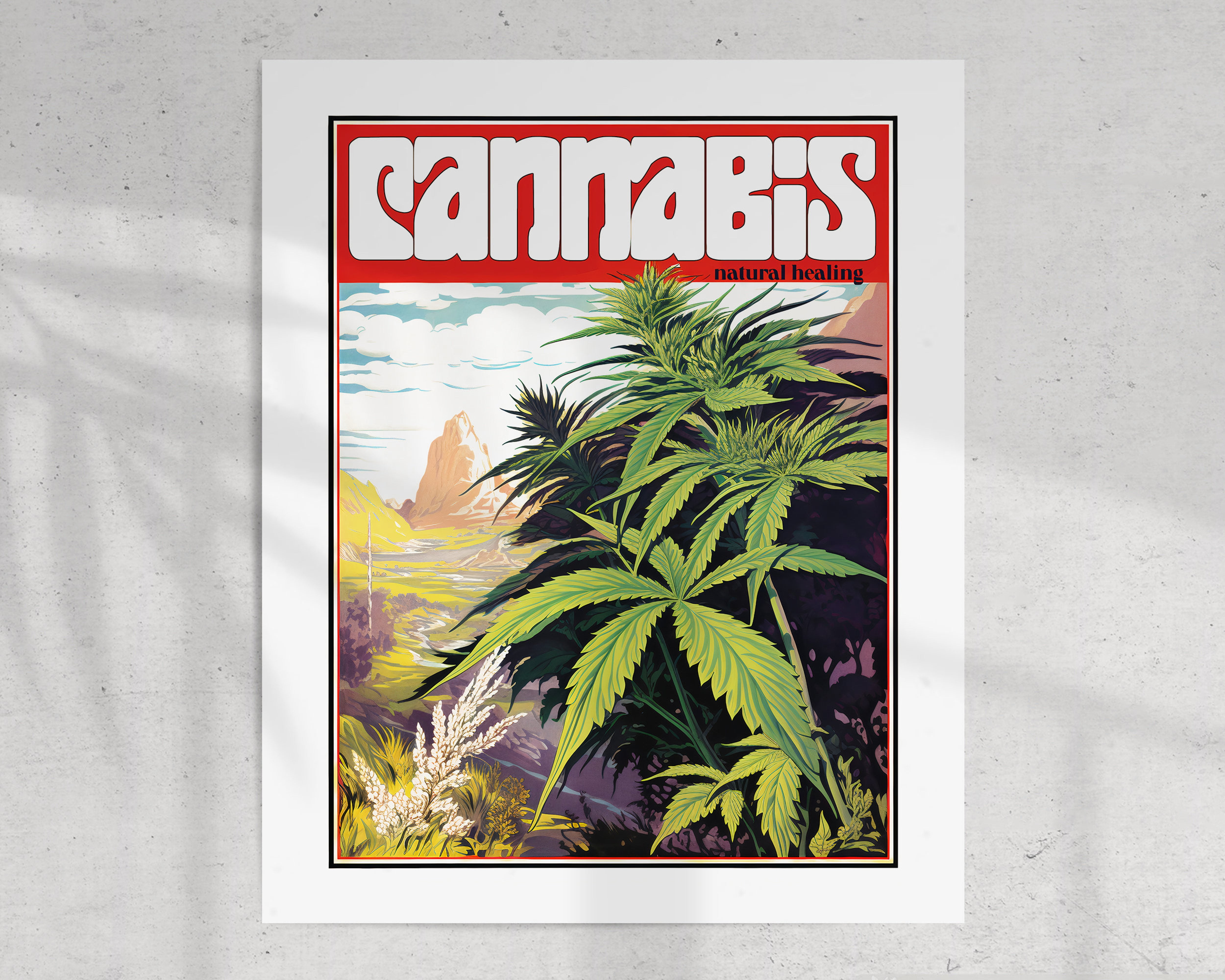 POSTER Natural Healing (Retro Cannabis Poster, Vintage Weed Wall Art ...