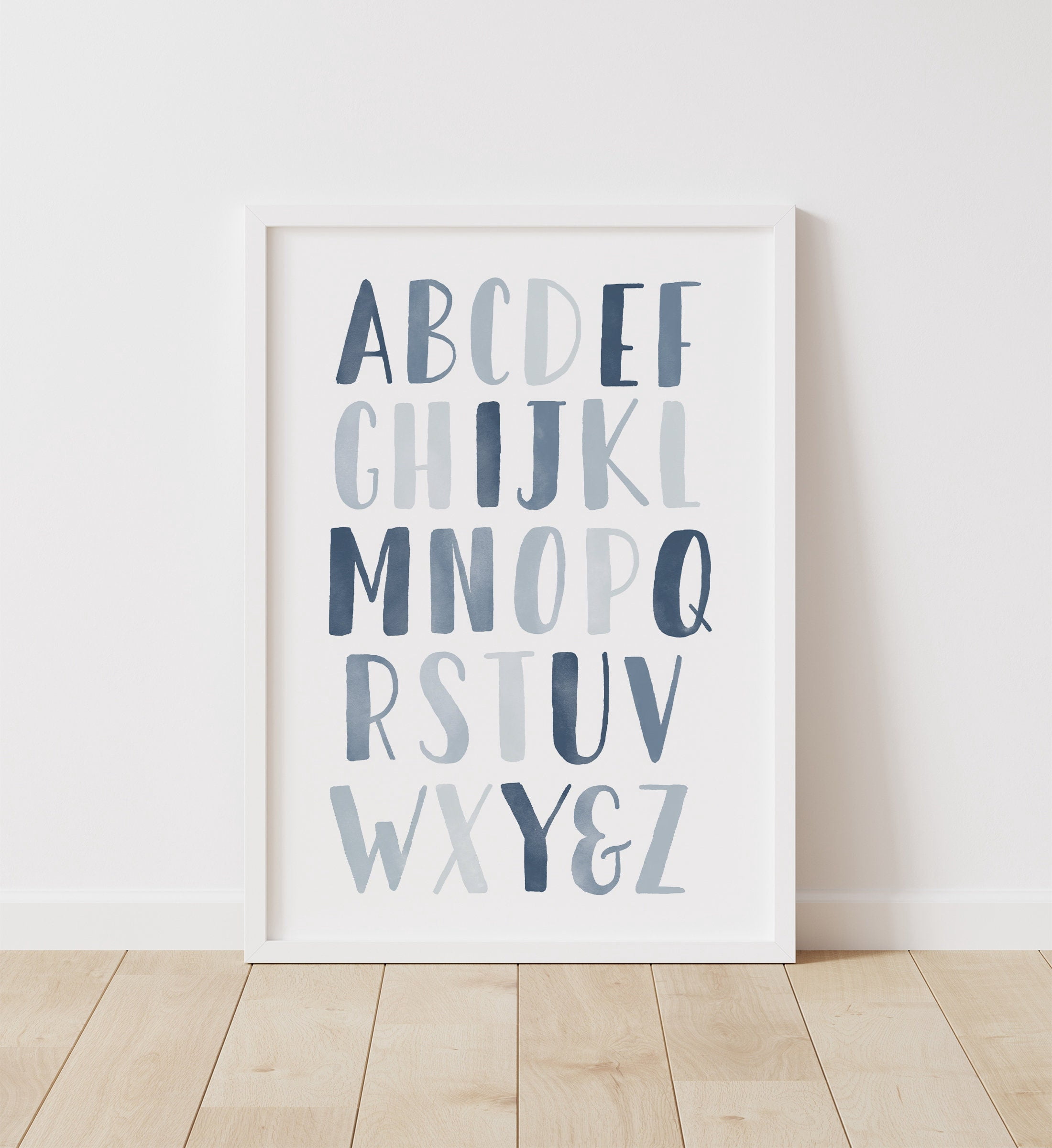 POSTER Navy Blue Alphabet Poster, ABC Print, Wall Art, Kids Room Decor ...