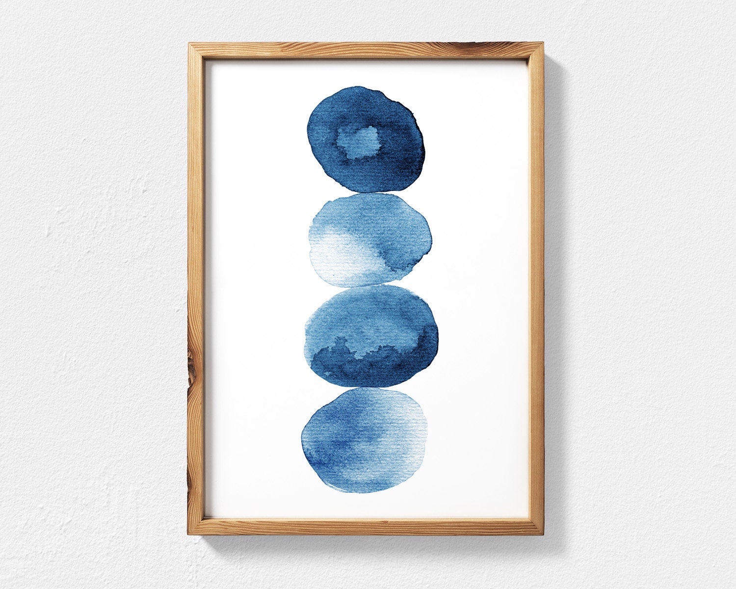 POSTER Navy Blue Wall Art , Navy Blue Watercolour Circles, Minimalist ...