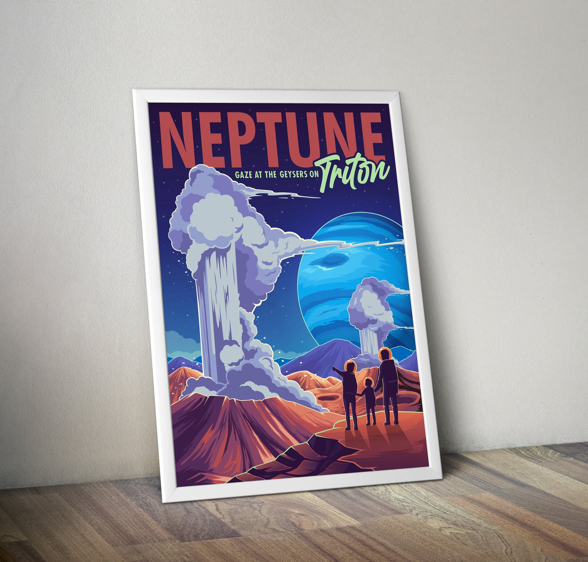POSTER Neptune Poster Triton Geysers Space Travel Posters Space Tourism ...