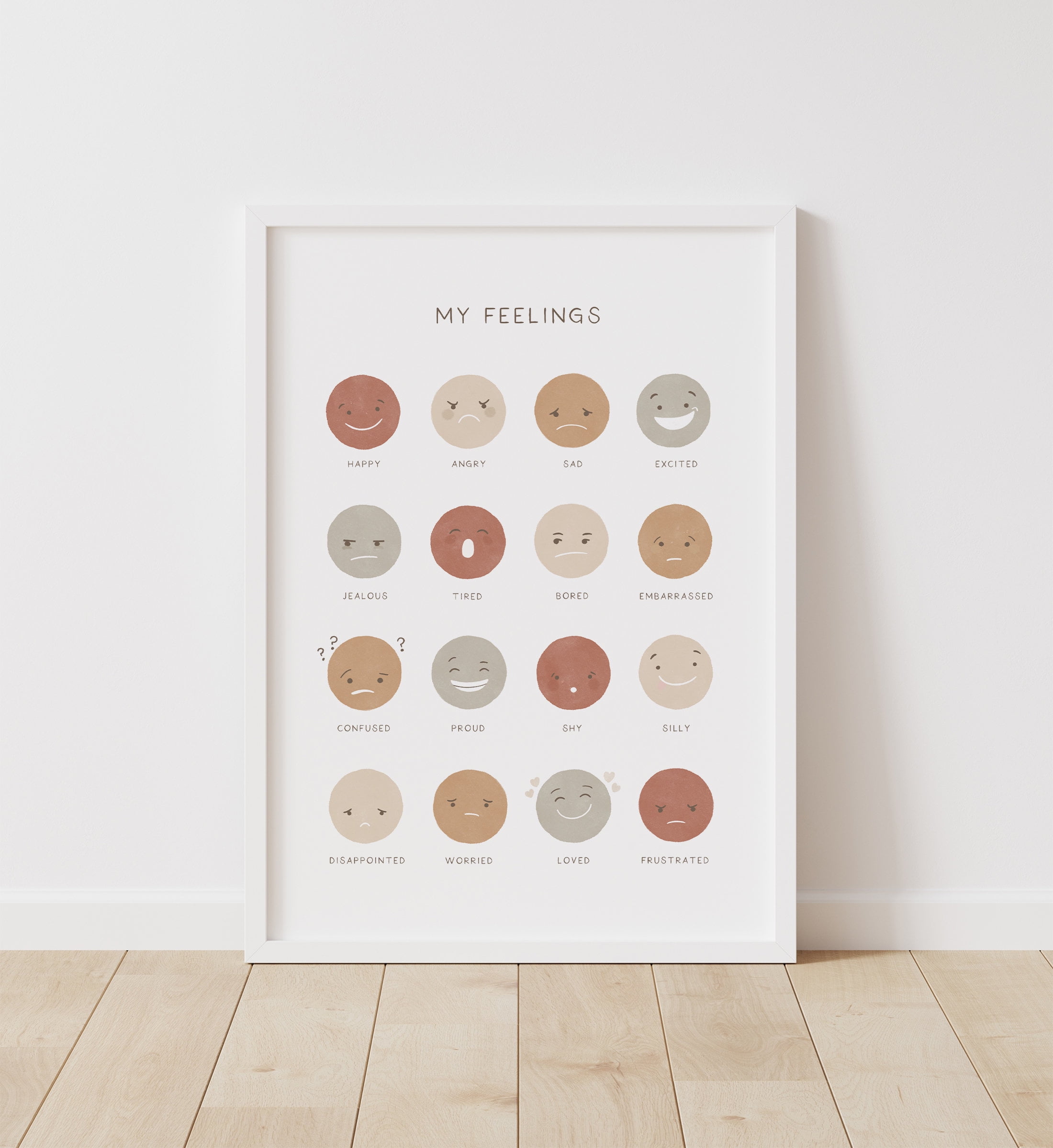 POSTER Neutral Feelings Chart, Emotions Print, Wall Art, Montessori ...