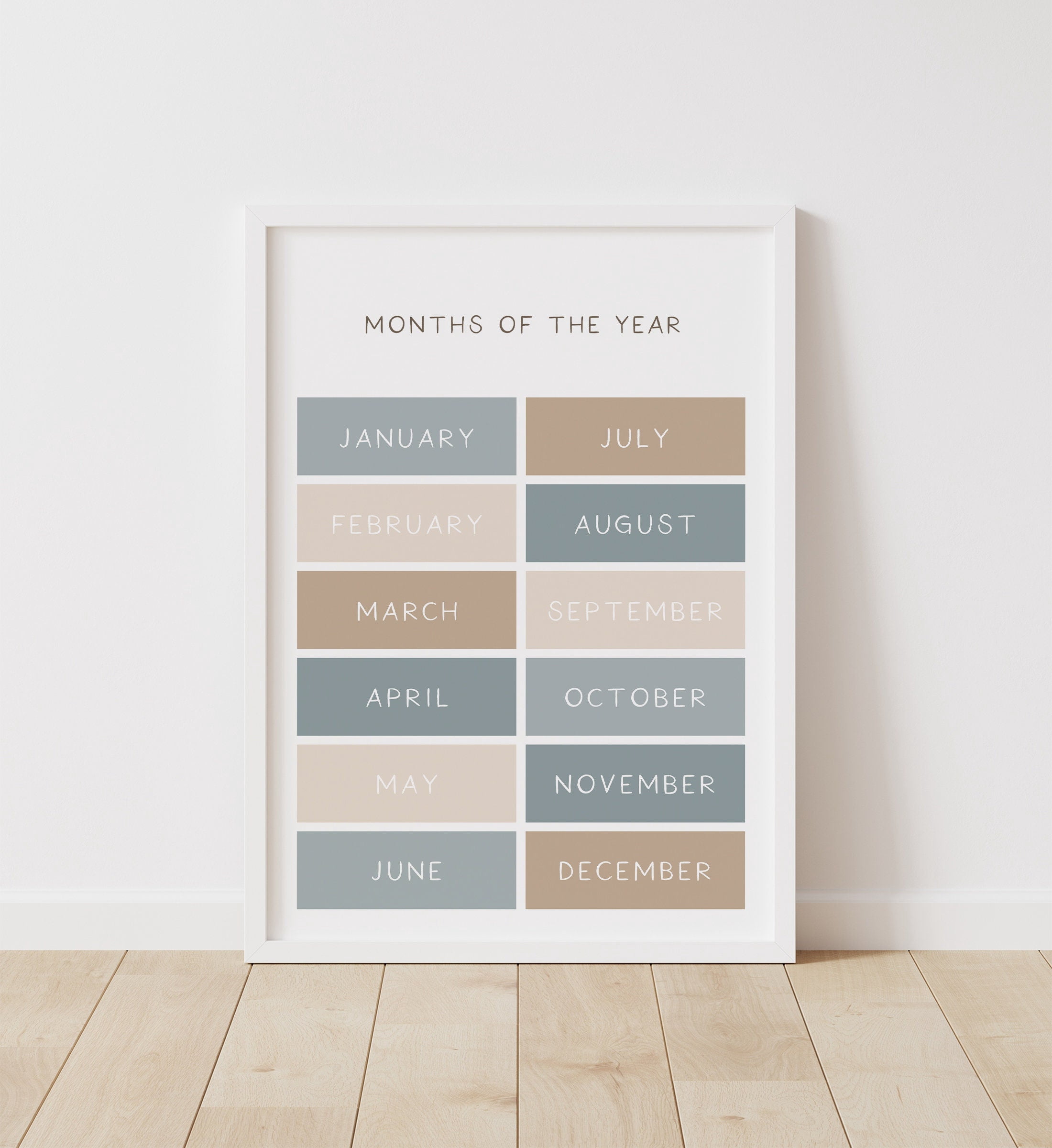 POSTER Neutral Months of the Year Poster, Wall Art, Boys Room Decor ...