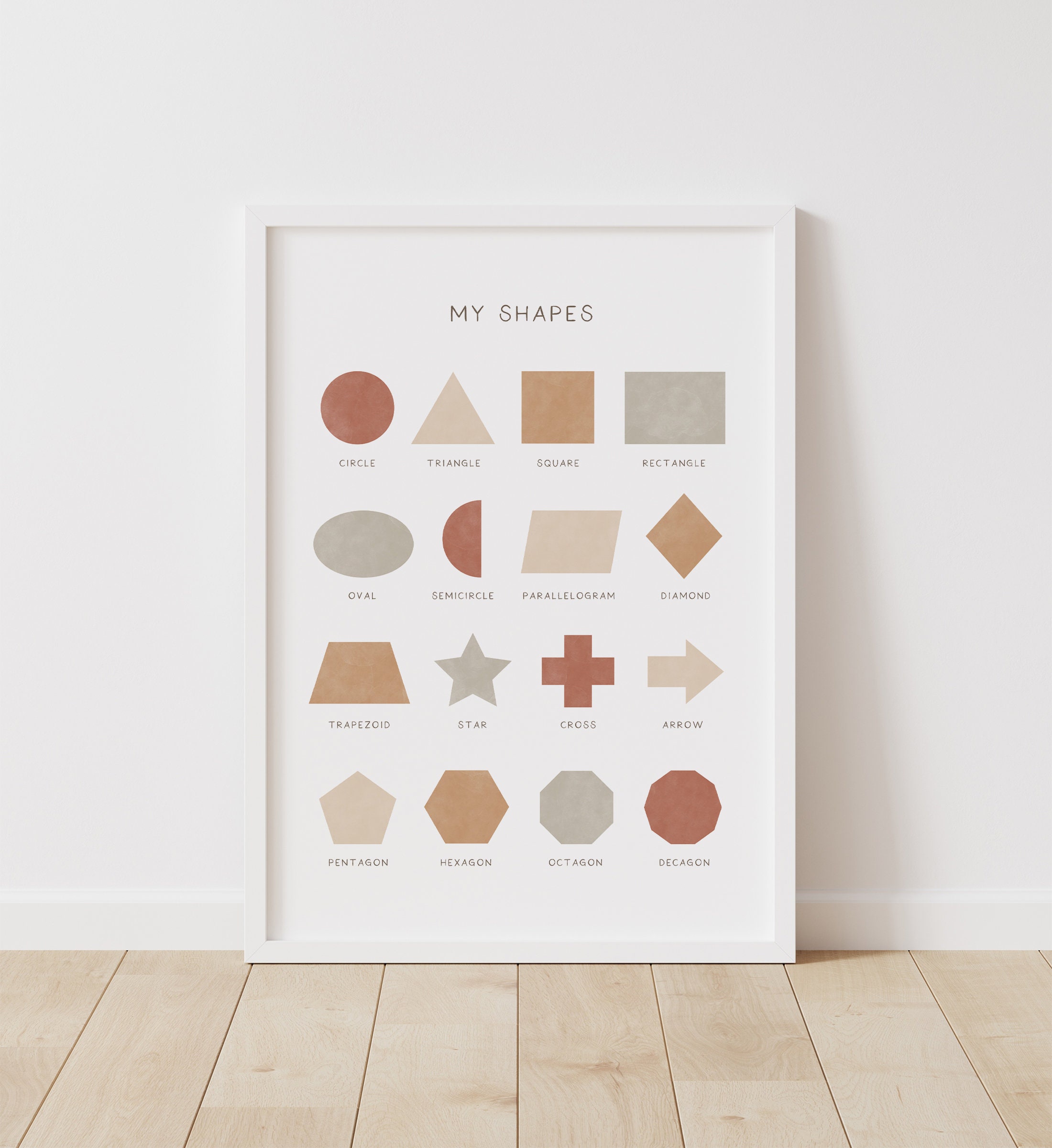 POSTER Neutral Shapes Print, Educational Wall Art, Montessori Nursery ...