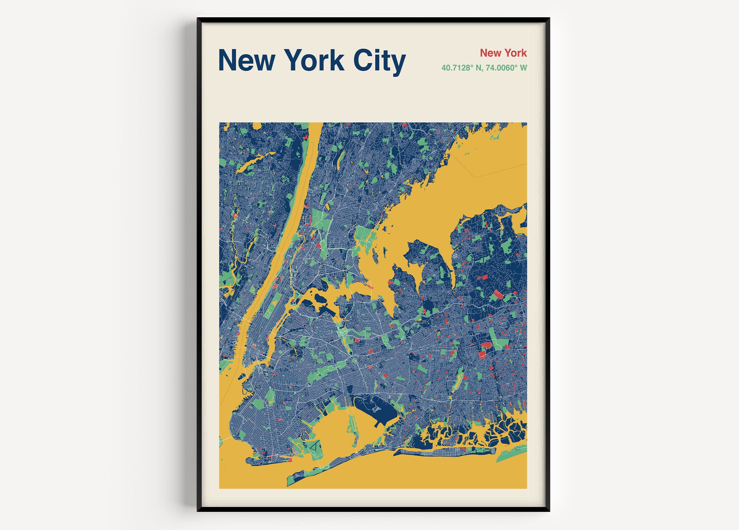 POSTER New York City Map Print, Map of New York City, New York Map ...