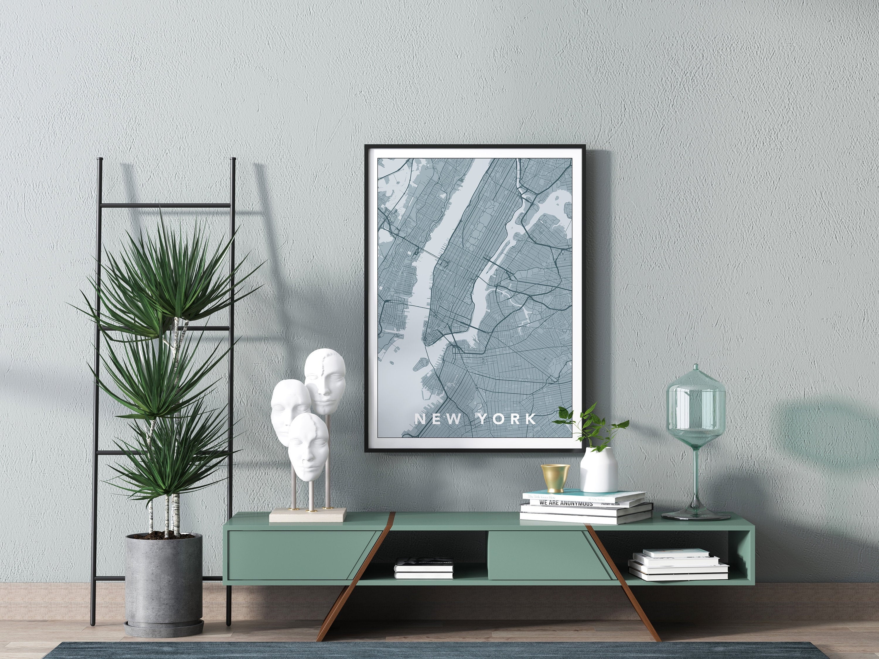 POSTER New York Map Poster, USA City Map, Colour Street Map, Minimalist ...