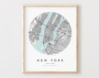 POSTER New York Map Print, New York Map Poster City Wall Art, Ny Road ...