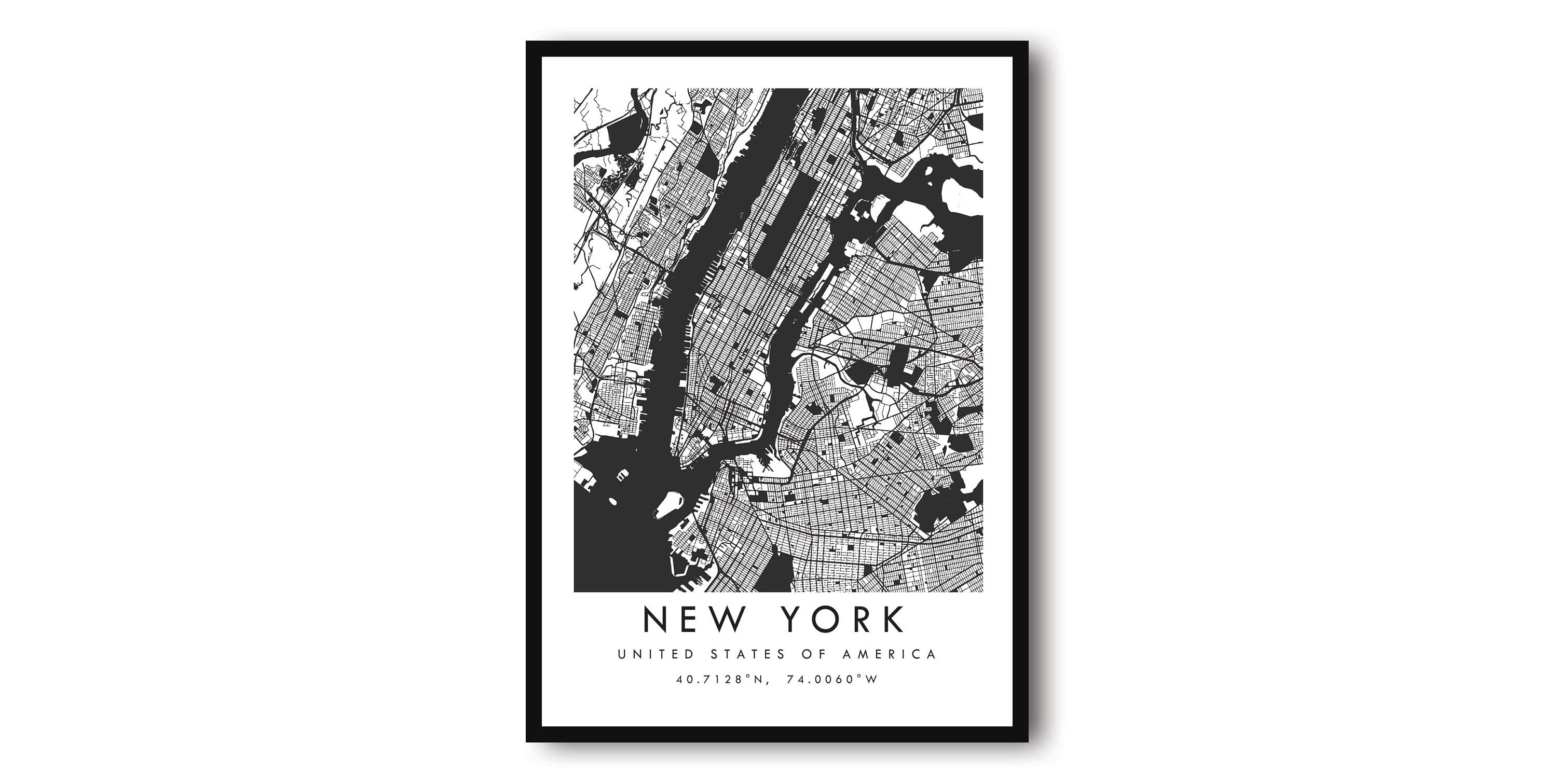 POSTER New York Map Print, New York Poster Print, New York Wall Art ...