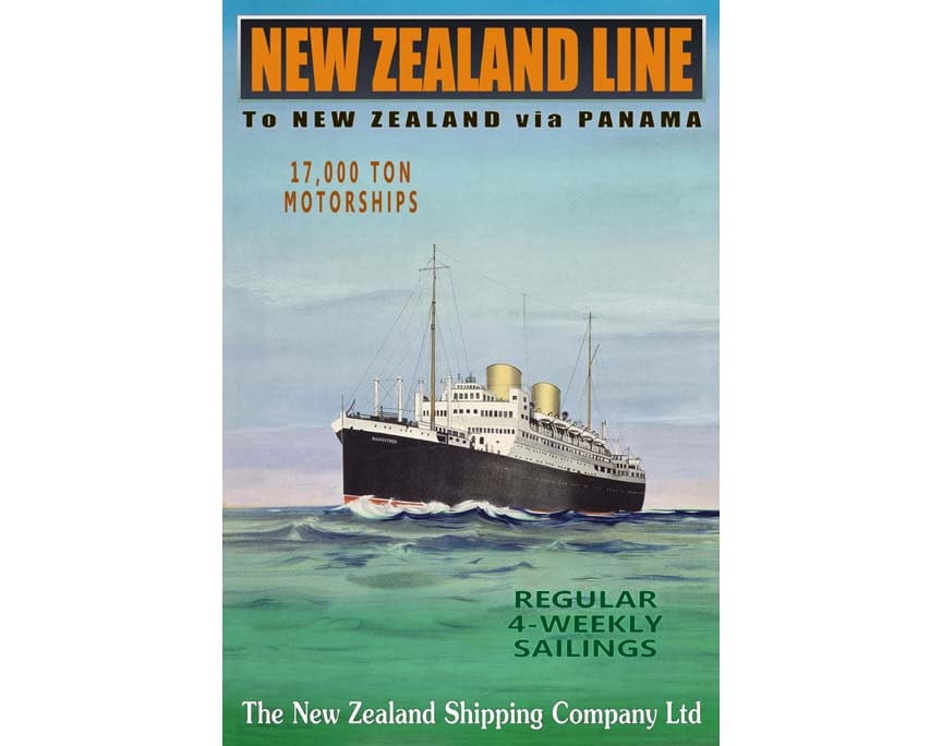 POSTER New Zealand Line RANGITATA New Retro Pacific Ocean Liner Poster ...