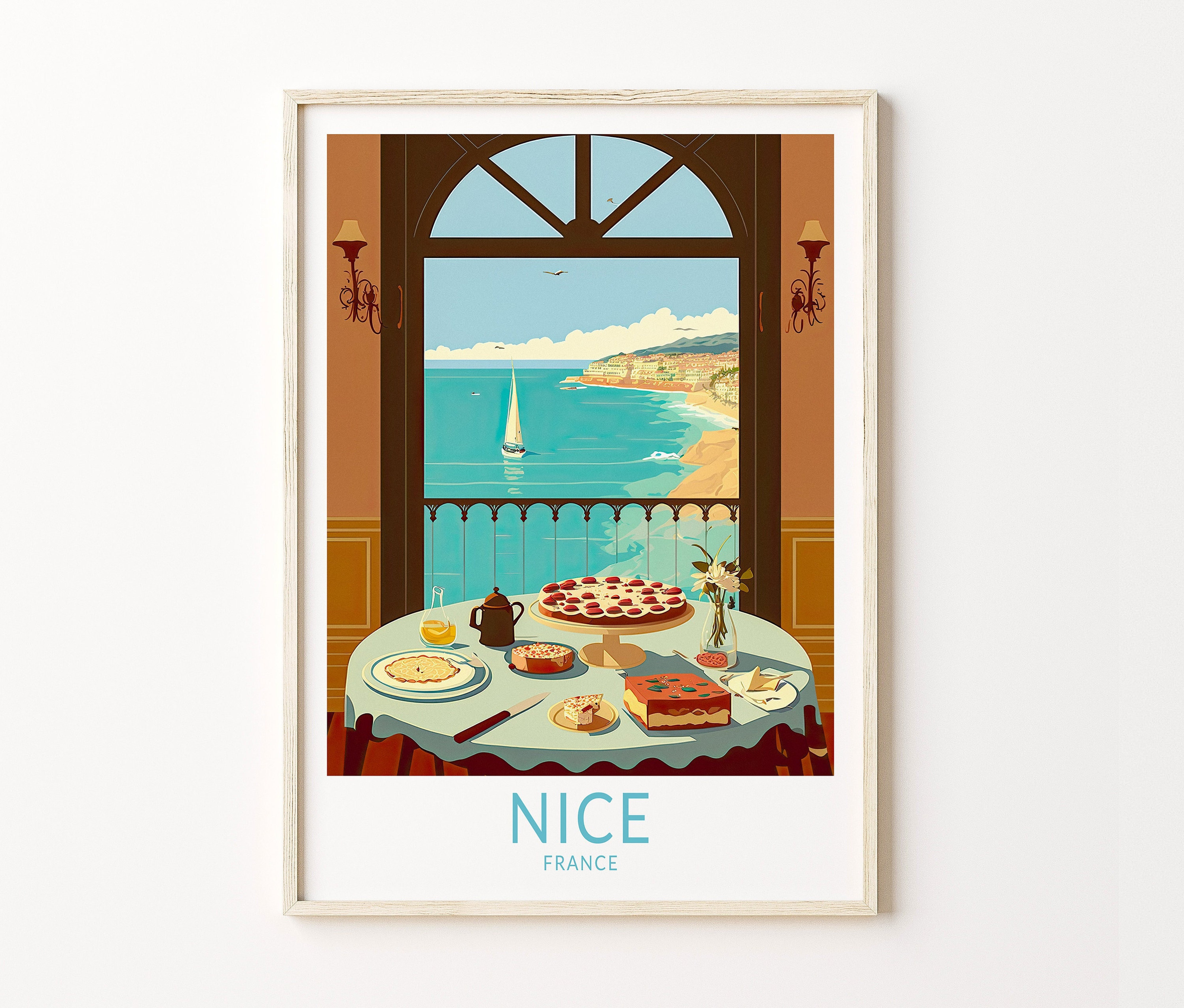 POSTER Nice France Food and Travel Print, Nice Coast Poster Print, Nice ...