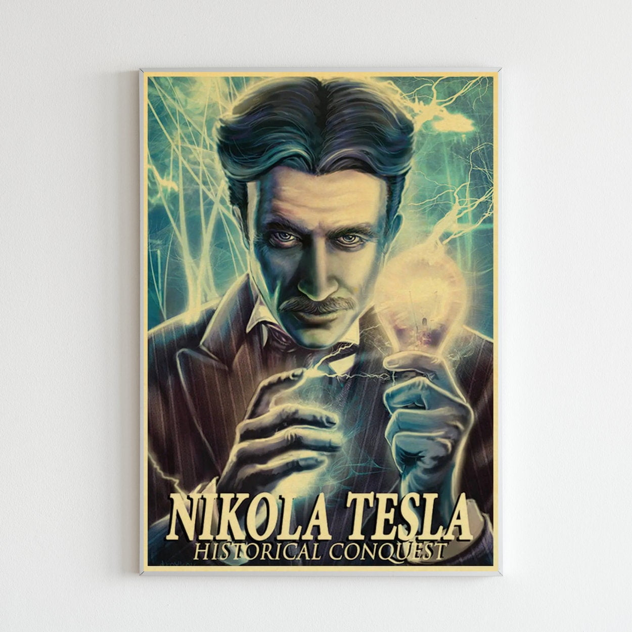 POSTER Nikola Tesla Retro Poster, Scientist Wall Art, Vintage Print ...