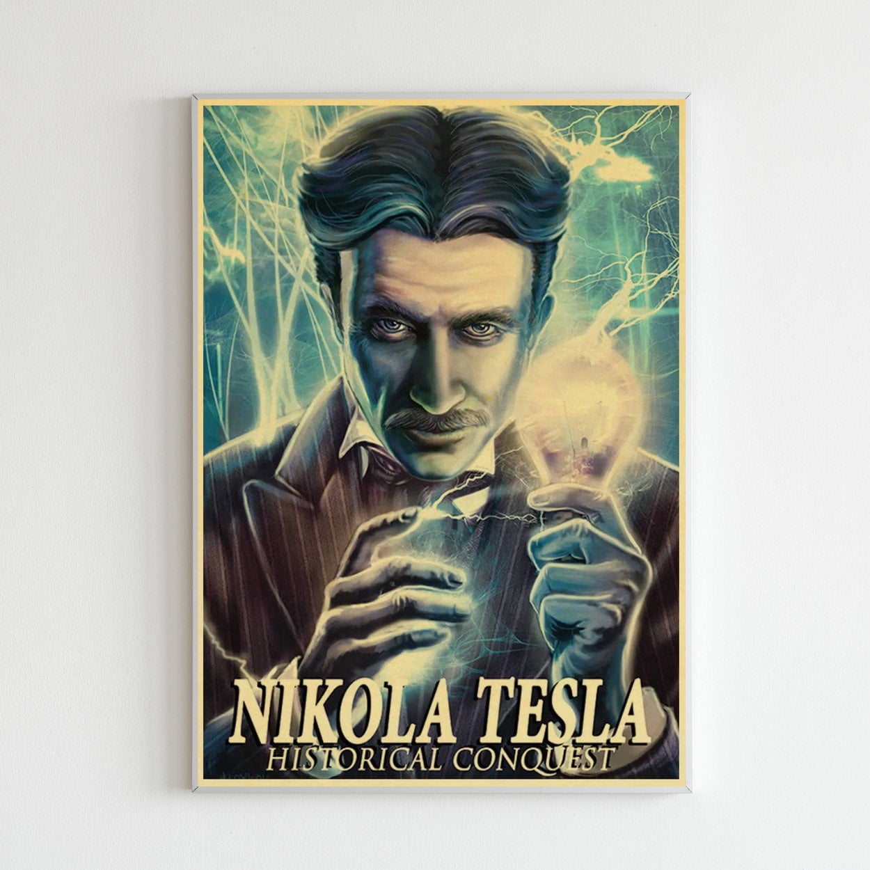 POSTER Nikola Tesla Retro Poster, Scientist Wall Art, Vintage Print ...