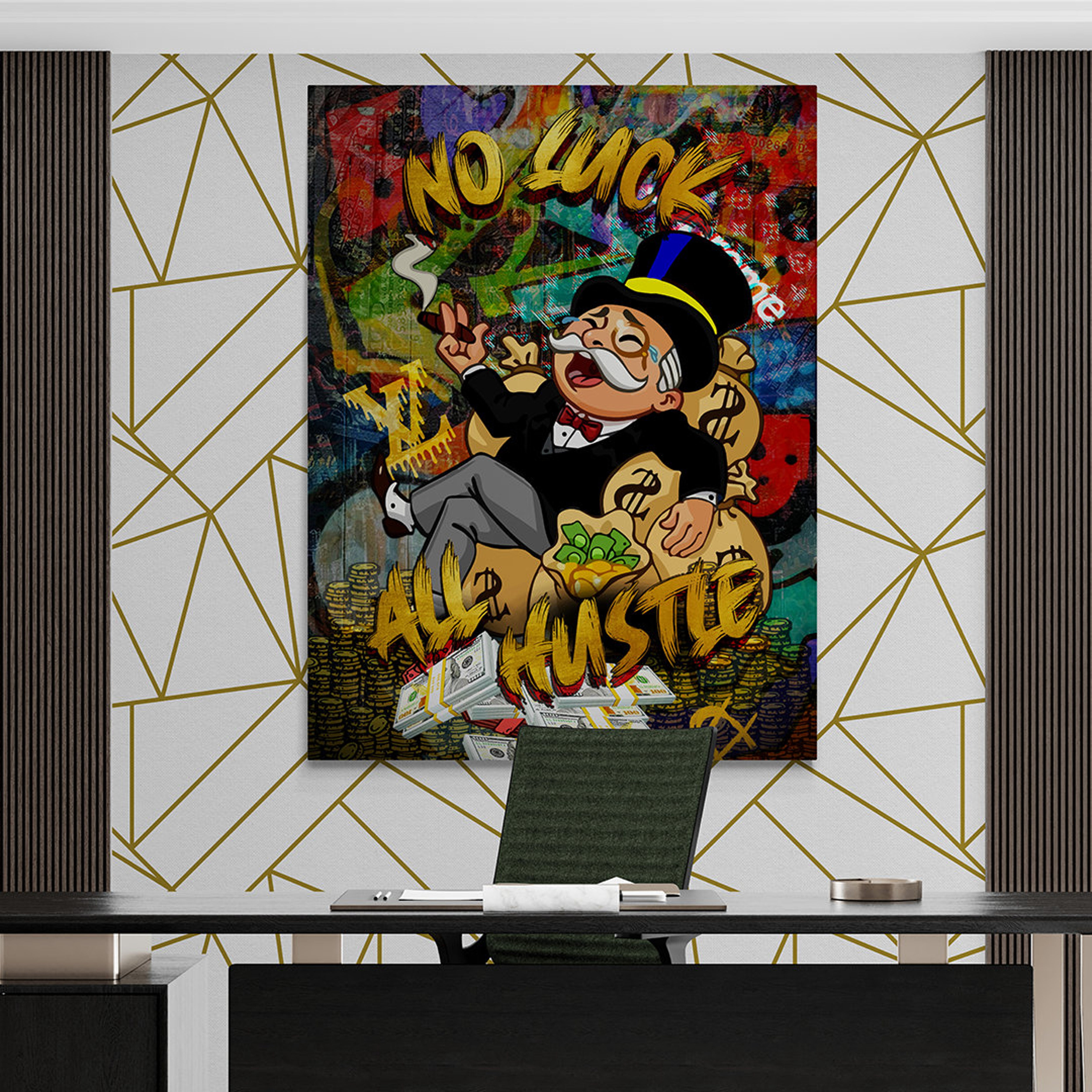 POSTER No luck all hustle poster , Alec monopoly, motivational print ...