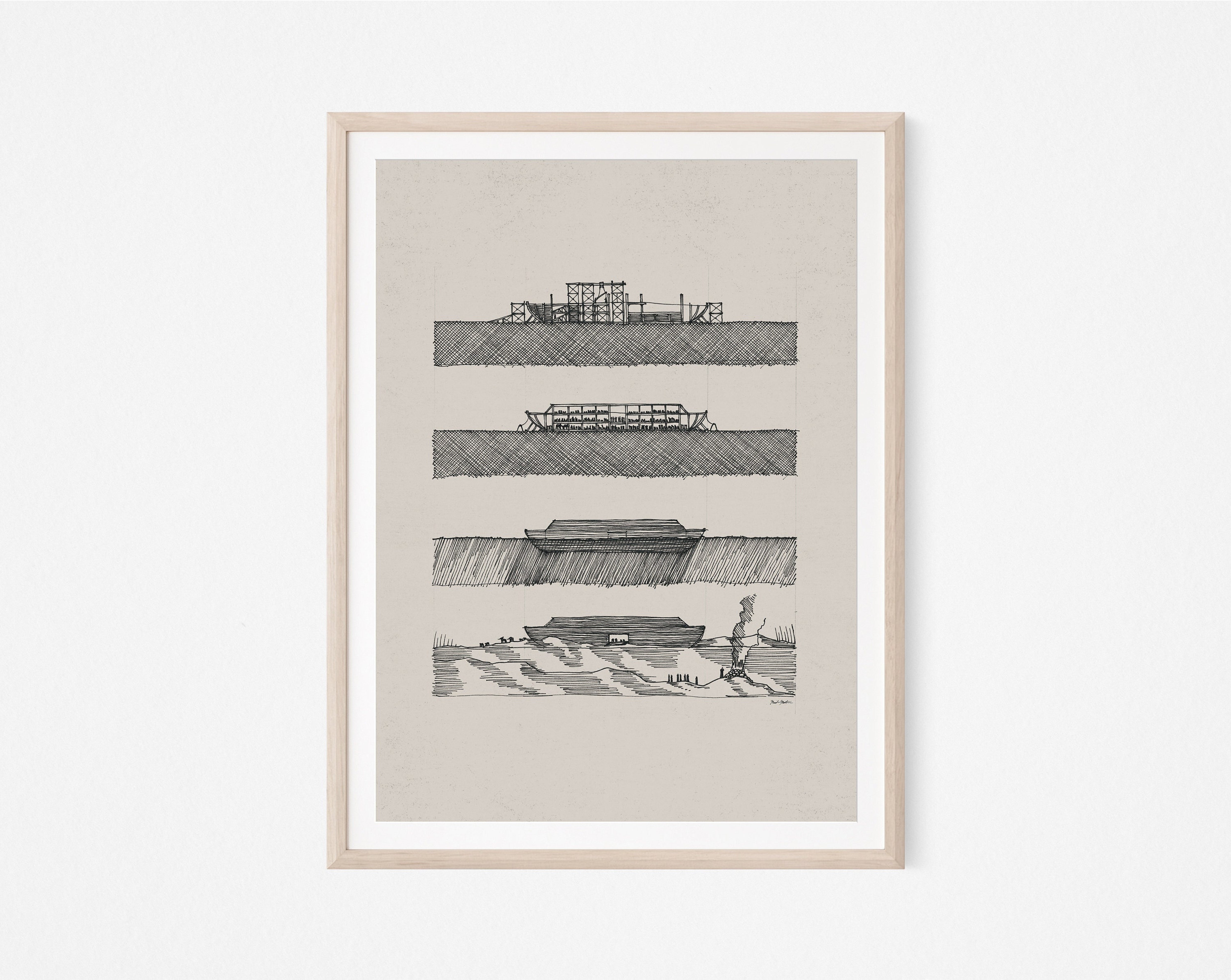 POSTER Noah's Ark Sketches, Bible Art, Bible Poster, WALL Art, Bible ...