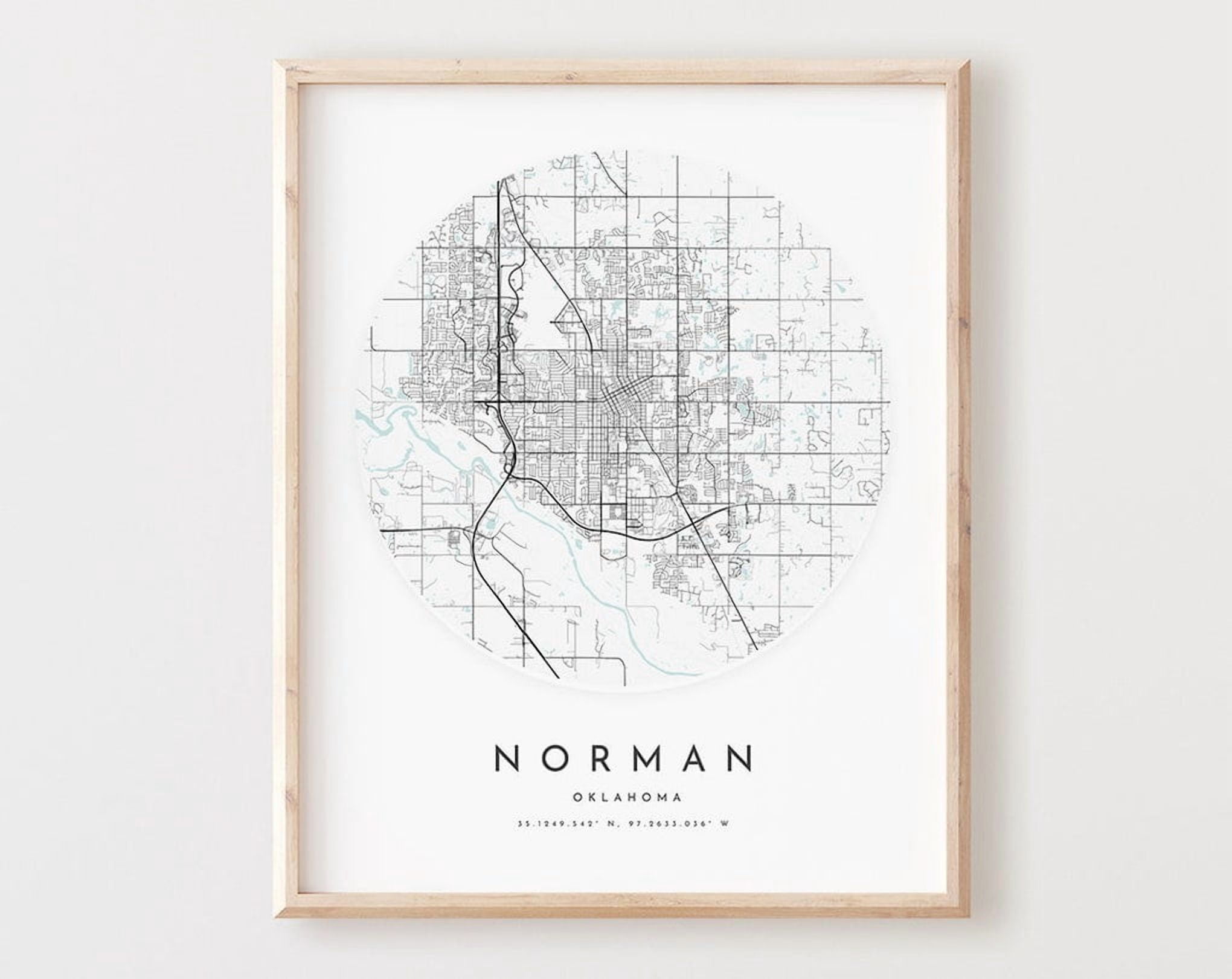 Kna Prints - 1 Pc Poster Norman Map Print, Norman Map City Wall Art, Ok ...