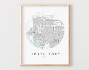 POSTER North Port Map Print, North Port Map Poster City Wall Art, Fl ...