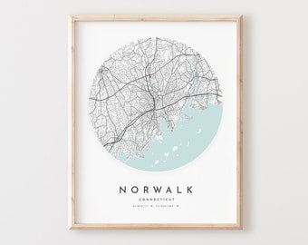 POSTER Norwalk Map Print, Norwalk Map Poster City Wall Art, Ct Road Map ...