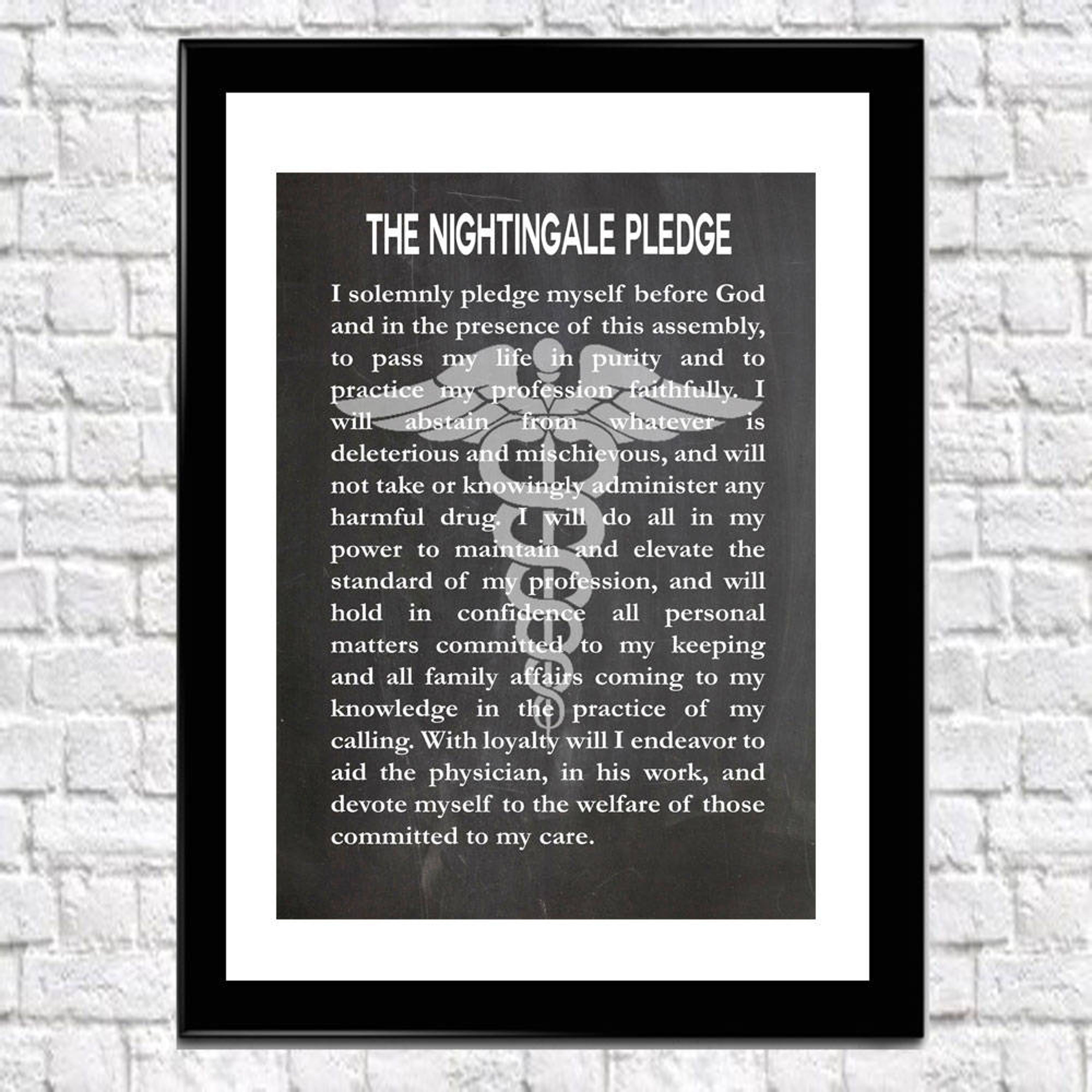 POSTER Nurse's Pledge Nurse graduation Gift Florence Nightingale Pledge ...