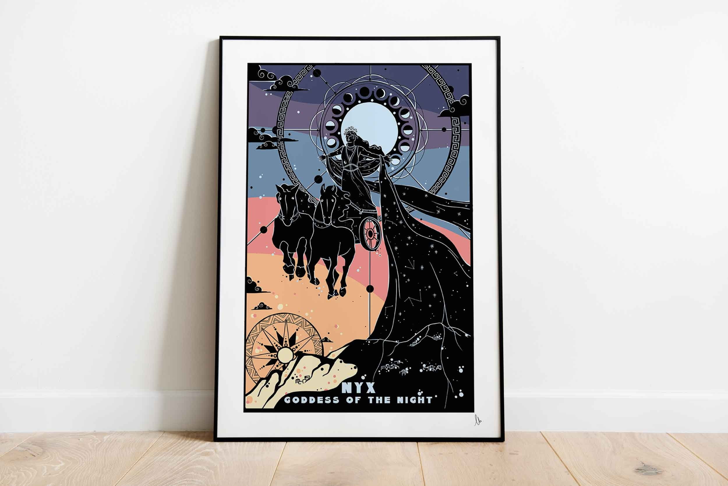 POSTER Nyx, The Goddess of the Night, Greek Mythology Print, Gods and ...